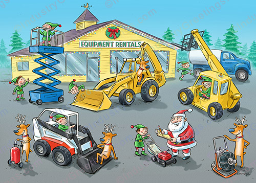 Heavy Equipment Christmas Cards | For Rental Yards | Industry Greetings