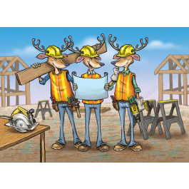 Construction Christmas Card | Funny Contractor Reindeer