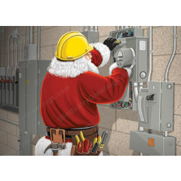 Electrician Christmas Card | Santa at Electrical Panel