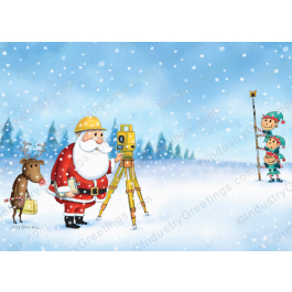 Funny Surveyor Card | Santa & Elves with Theodolite