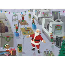 Humorous Machinist Christmas Card | Santa’s CNC Machine Shop