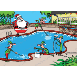 Funny Pool Service Christmas Card | Santa’s Cleaning Crew