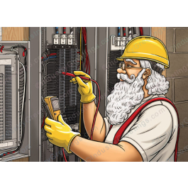Custom Electrician Card | Santa with Multimeter & Logo Hard Hat