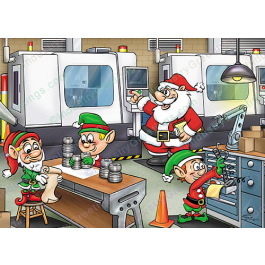 Funny Machine Shop Card | Santa at CNC Machine