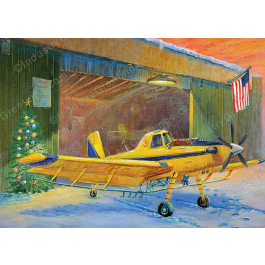 Patriotic Ag Christmas Card | Crop Duster & Flag