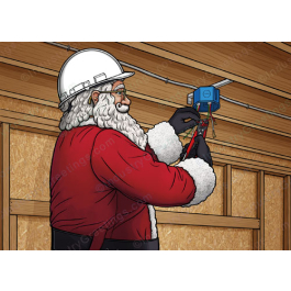 Electrician Card | Santa with White Hard Hat | For Pros