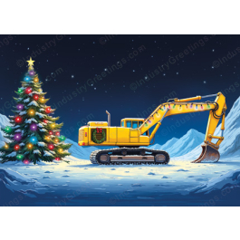 Heavy Excavator Christmas Card | Construction Equipment Holiday Cards