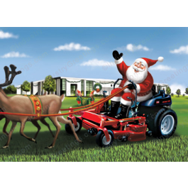 Santa on a Mower Holiday Card