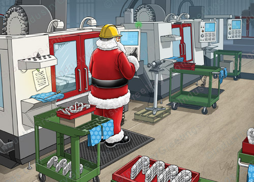 Funny CNC Machine Shop Christmas Card | Santa Machining